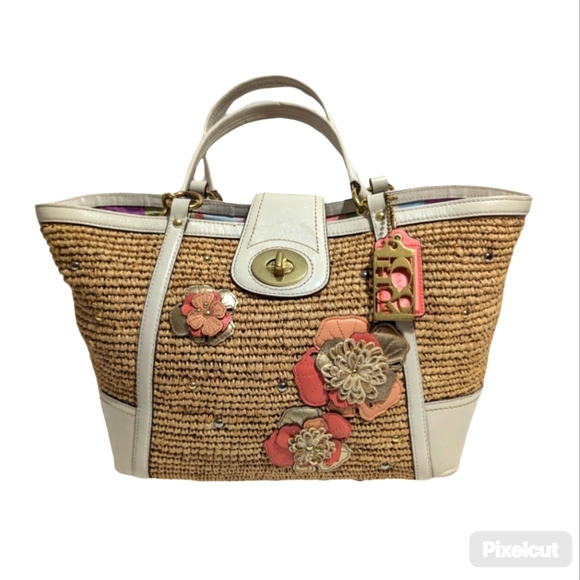 Coach | Bags | Coach Hamptons Strawleather Floral Studded Limited ...